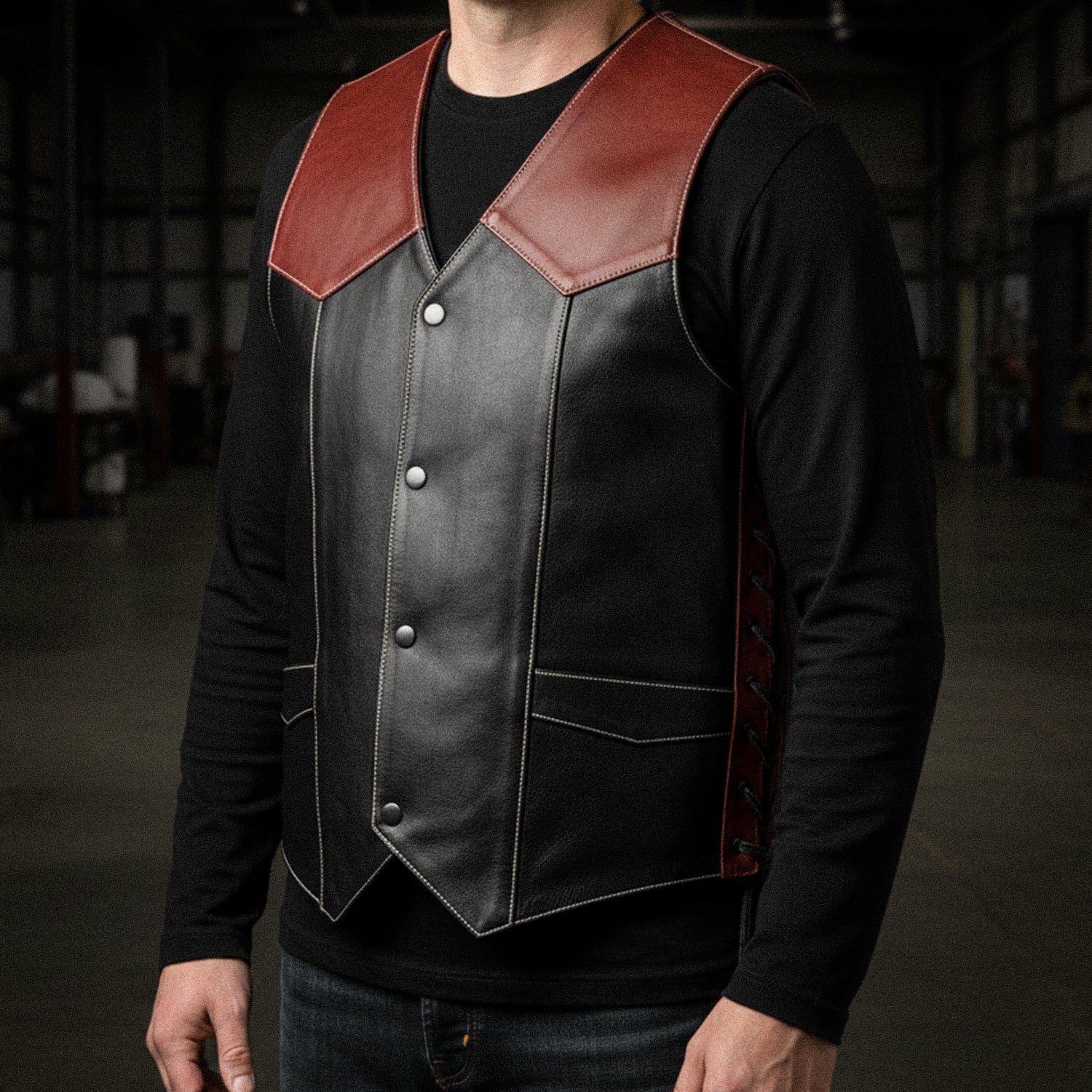Men's Western Style Custom Motorcycle Vest