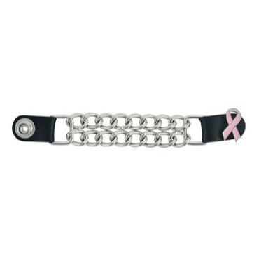 Pink Ribbon Vest Extender - Leather, Metal & Chrome Chain